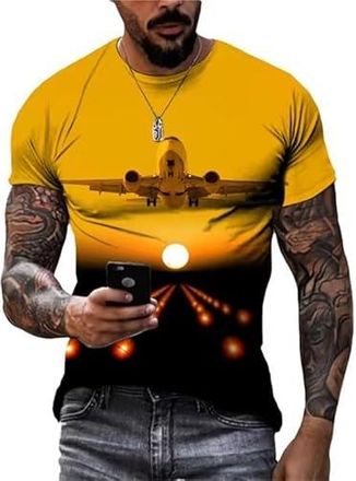 Keephen T-Shirt &agrave; col Rond pour Hommes/Femmes avec Graphique davion Impression 3D da&eacute;ronef Manches Courtes Pull d&eacute;contract&eacute;