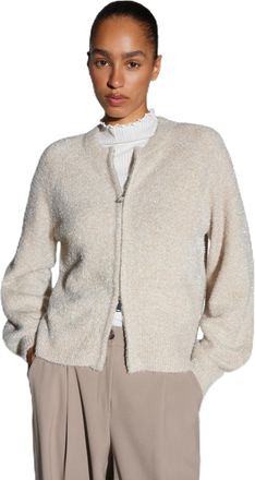 OPUS Damen Strickjacke | DOSMIC Regular Strickjacke mit flauschigem Effektgarn Ivory, 34