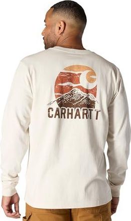 Carhartt Work in Progress T-Shirt Graphique de Montagne &agrave; Manches Longues et Coupe d&eacute;contract&eacute;e pour Homme, Marron, Taille XL