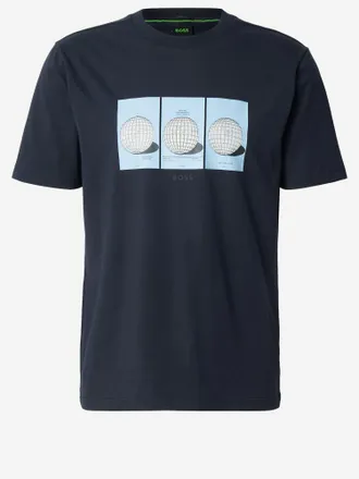 HUGO BOSS Mens T-Shirt Printed Cotton Navy T-Shirts And Polos