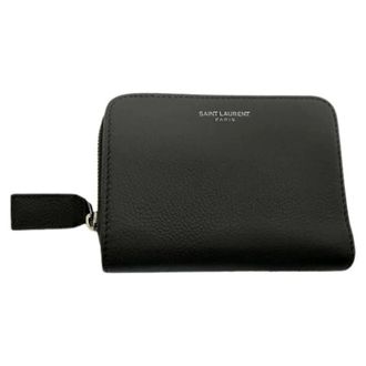 Saint Laurent Portefeuille compact zipp&eacute; Rive Gauche grain&eacute; pr&eacute;-poss&eacute;d&eacute; - Femme - Pre-owned - Noir - Taille: ONE Size