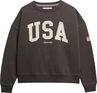 Superdry Damen Athletic Essentials Relaxed Sweatshirt mit Rundhalsausschnitt Anthrazit 40
