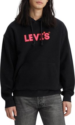 Levi's Herren Relaxed Graphic Sweatshirt Hoodie Kapuzenpullover,Headline Logo Po Caviar,S