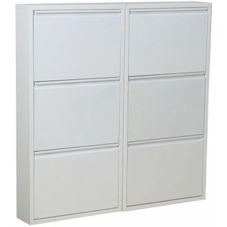 ebuy24 Ebuy24 - Pisa Schuhschrank mit 6 Klappen/ T&uuml;ren in Metall weiss.Fertig montiert geliefert