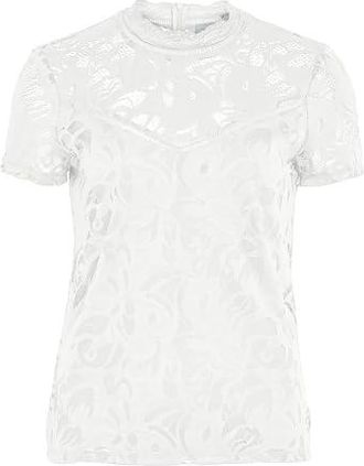 Vila CLOTHES Vistasia S/s Lace Top - Noos, Débardeur Femme, Blanc (Cloud Dancer Cloud Dancer), 42 (Taille fabricant: Large)