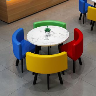 Generic 5-teiliges K&uuml;chen-Esszimmer-Set, runder Fr&uuml;hst&uuml;ckstisch mit 4 St&uuml;hlen, runder Konferenztisch f&uuml;r K&uuml;che/Esszimmer