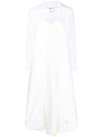 Thom Browne robe-chemise à détail détiquette - Blanc