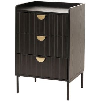 Hhg Neuwertig] Kommode HHG 307, Highboard Schrank, 3 Schubladen Melamin mdf 95x50x42cm Holzoptik schwarz