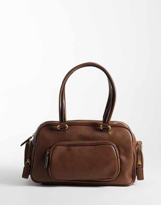 Mango Bowlingtasche in Braun aus Kunstleder-Gr&uuml;n
