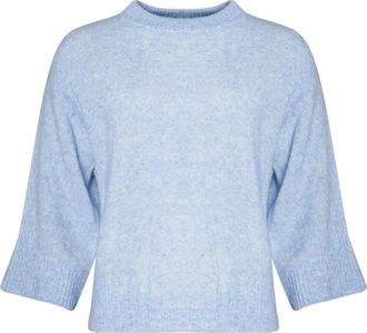 Lind Femme, Pulls, Bleu, Taille: 44 FR Tricot &agrave; col rond