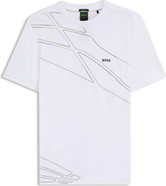 BOSS Herren Tee 10 IN Sportives, feuchtigkeitsableitendes T-Shirt mit Piqu&eacute;-Struktur Wei&szlig; XXL