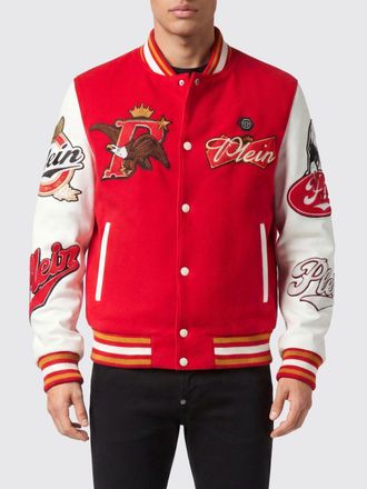 Philipp Plein Blouson bomber Varsity bicolore en drap de laine avec patchs brod&eacute;s