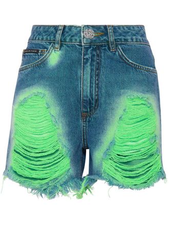 Philipp Plein short &agrave; motif tie-dye - Bleu