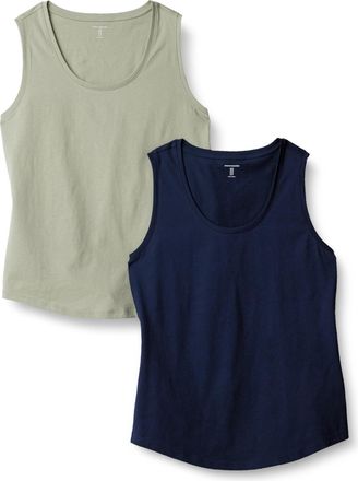 Amazon Essentials Damen Ärmelloses Tanktop aus 100% Baumwolle, Normale Passform, 2er-Pack, Marineblau/Salbeigrün, Small