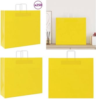 vidaXL Vidaxl - Papiertragetaschen 250 Stk. mit Henkeln Gelb 54x15x49 cm