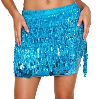 Generic Mini Jupe a Paillettes Femme Jupe Danse du Ventre Costume Danse Latine avec Taille &eacute;lastique Jupes de Carnaval &agrave; Sequins Taille Haute Jupes de Soir&eacute;e 