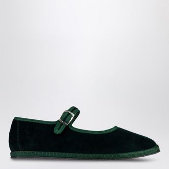 Vibi Venezia Mary Jane in Laguna green velvet