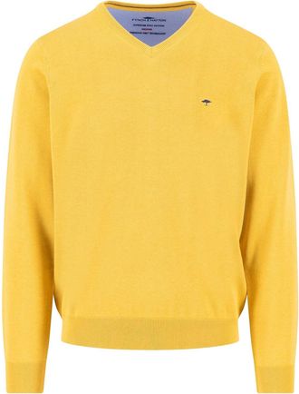 Fynch-Hatton Feinstrickpullover aus Baumwolle mit V-Ausschnitt Amber/XL