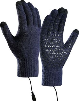 Generic Gants chauffants USB - Gants dhiver chauds pour &eacute;cran tactile - Temp&eacute;rature r&eacute;glable - Pour homme et femme, bleu marine, A