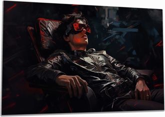 Wallario Herdabdeckplatte/Spritzschutz aus Glas, 1-teilig, 90x52cm mit 13mm hohen Füßen, für Ceran- und Induktionsherde, Cyberpunk-Trance