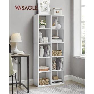 Vasagle Biblioth&egrave;que, &Eacute;tag&egrave;re de Rangement 10 Compartiments, Meuble, Cube, pour Salon, Bureau, Chambre, S&eacute;parateur de Pi&egrave;ce, Style Industriel, Marron Rustique