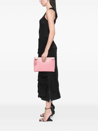 Loewe 2019 Embossed Leather Anagram Repeat T clutch bag - Rose