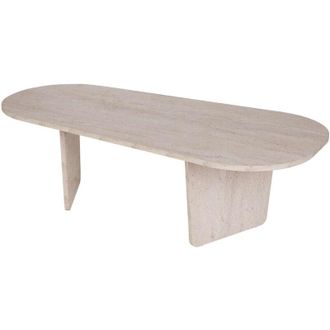 Hanah Home Table basse en bois Ovalis - 130 x 65 x 40 cm - Travertin