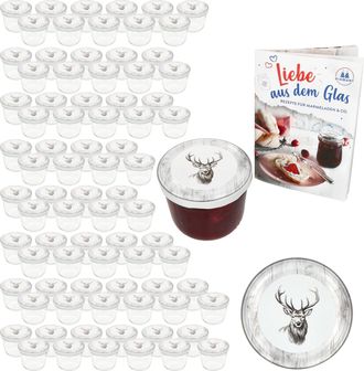 MamboCat 100er Set Sturzglas 230 ml mit Twist-Off-Deckel Alois Hirsch I Einmachgläser + to 82 Deckel + GRATIS Rezeptheft I Vorratsgläser einkochen & konservier