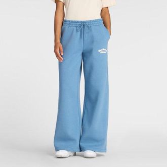 New Balance Damen Linear Heritage Fleece Wide Leg Pant in Blau, Baumwollfleece, Gr&ouml;&szlig;e L
