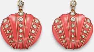 Yvonne L&eacute;on Yvonne L&eacute;on Ohrringe Corail Coquillage aus 9kt Gelbgold (375/1000) mit Diamanten und Koralle