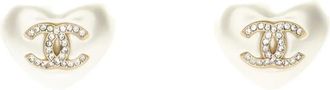 Chanel 1986-1988 Coco Mark Heart Wei&szlig;goldohrringe