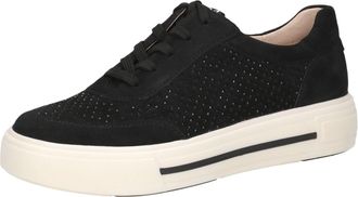 Caprice Damen Sneaker flach aus Leder mit Schnürsenkeln, Schwarz (Black Suede), 40 EU