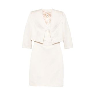 Elisabetta Franchi Femme, Robes, Beige, Taille: 40 FR Logo Cropped Jacket Dress