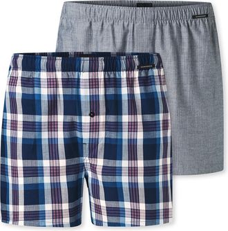 Schiesser Herren 2 Pack Boxershorts Baumwolle Web Multipack - Webboxer, Sortiert 3_183215, 10