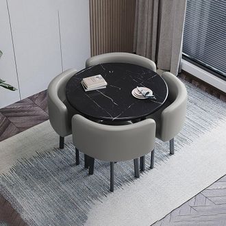 Generic Essgruppe in Tresenh&ouml;he, K&uuml;chen-Esstisch- und Stuhlset, 5-teilige Fr&uuml;hst&uuml;cksbar-M&ouml;bel mit 1 Tisch und 4 St&uuml;hlen