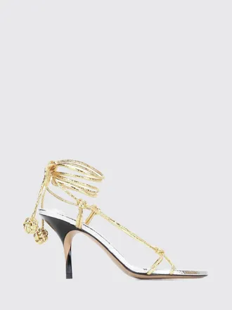 Jacquemus Les Tourni Hochhackige Sandalen aus laminiertem Leder mit Kn&ouml;chelb&auml;ndern