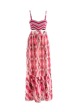 PatBo Pink Flamant Twist Crochet Maxi Dress Size XXS