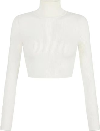 Elisabetta Franchi pull côtelé à boutonnière - Blanc