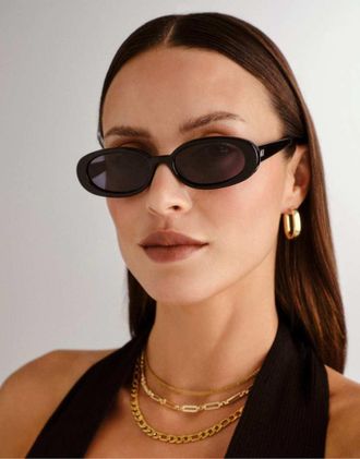 Le Specs Outta love - Lunettes de soleil ovales - Noir