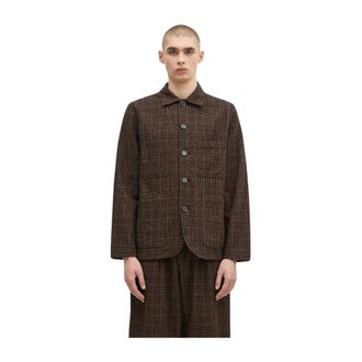 Universal Works Checked Wool Shirt - - Jackets - Herren - Gr&uuml;n - XL