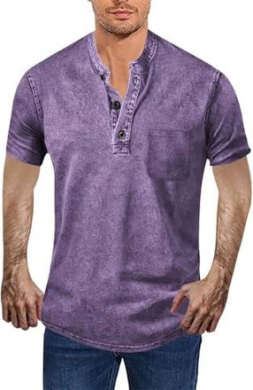 Generic T-shirts pour hommes, t-shirt &agrave; manches courtes, t-shirt Henley, t-shirt d&eacute;t&eacute;, col en V, t-shirt de sport, respirant pour homme, chemises d&eacute;contract&eacute;e