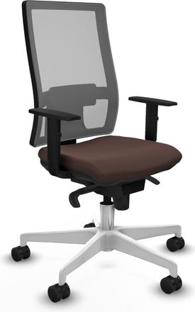 Piqueras y Crespo Brauner Schreibtischstuhl mit 1D-Armen, h&ouml;henverstellbare Lendenwirbelst&uuml;tze. Ausgestattet mit 5 Positionen und injiziertem Schaum. Mit Rollen von 65 