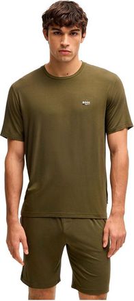 BOSS Herren Bamboo Short Set Pyjama aus Stretch-Jersey mit Bambusfasern in Einer Geschenkbox Dunkelgr&uuml;n L