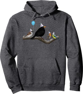 jz.birds Gemalte Amsel feiert mit Freunden Party Geburtstags Pullover Hoodie