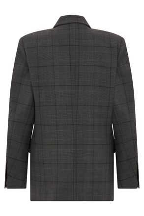 Coperni Womens Double-Breasted Blazer Grey Virgin Wool Blazers Jacket