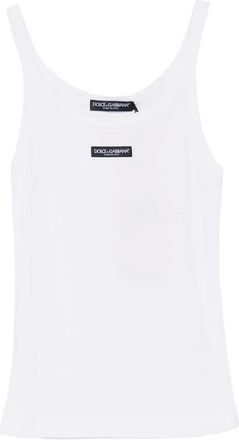 Dolce & Gabbana Femme, Tops, Blanc, Taille: 38 FR D&eacute;bardeur &agrave; Col Rond et &Eacute;tiquette Logo