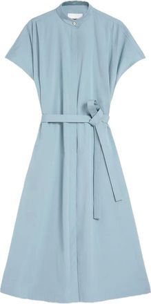 Jil Sander robe mi-longue en popeline à taille ceinturée - Bleu