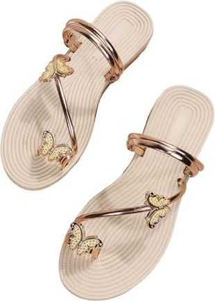 Generic Sandales Dété Femme Grande Taille Bout Ouvert Plates Anti-Dérapant Slip on Tongs Chaussons Sandales De Plage Légères Et Tendance Vacances (GD1, 35)