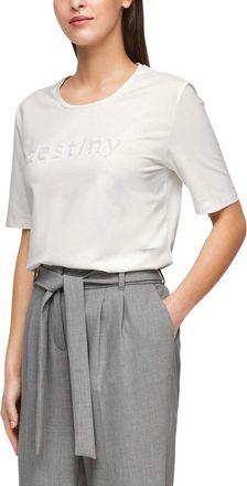 s.Oliver Black Label Damen 150.10.101.12.130.2059207 T-Shirt, White Embroidery, 46