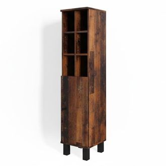 Vicco Midischrank Eiche rustikal Fynn 30x131x30 cm - Badezimmerm&ouml;bel, Zus&auml;tzlicher Stauraum f&uuml;r Handt&uuml;cher, Pflegeprodukte & Deko